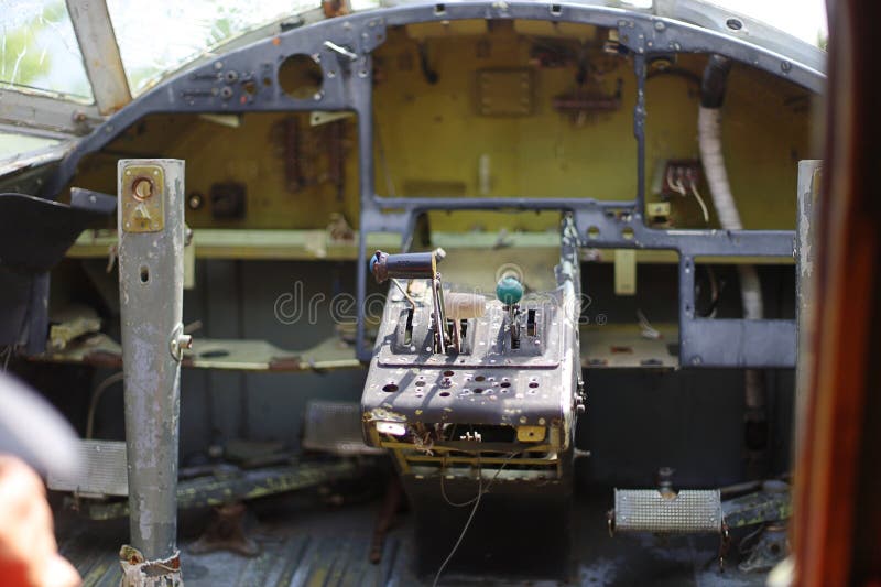 Destroyed Control Panel in an Abandoned Helicopter Stock Photo - Image ...