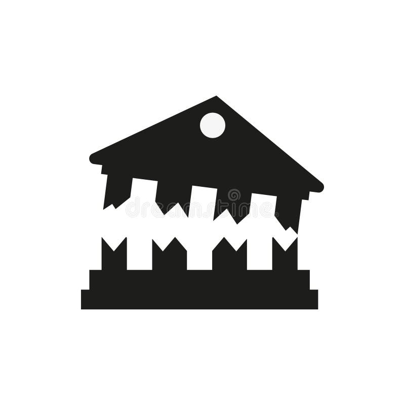 The Destroyed Cracked Collapsed Building. Vector Illustration Stock ...