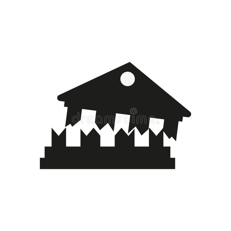 The Destroyed Cracked Collapsed Building. Vector Illustration Stock ...