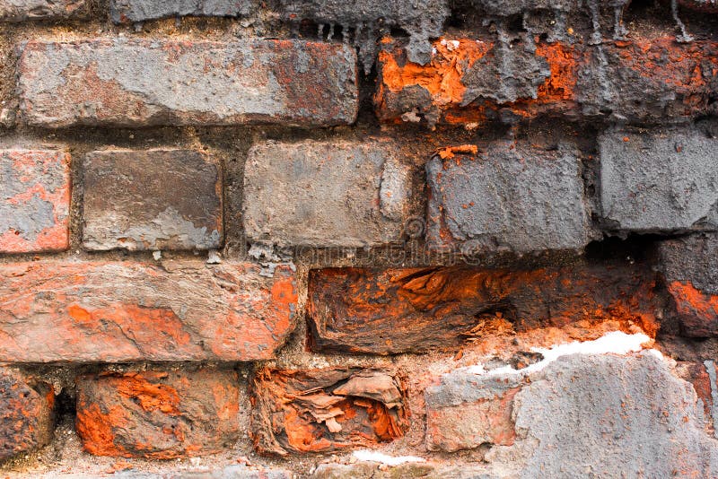 The Destroyed, Crumbling Brick Wall Texture Stock Photo - Image of ...