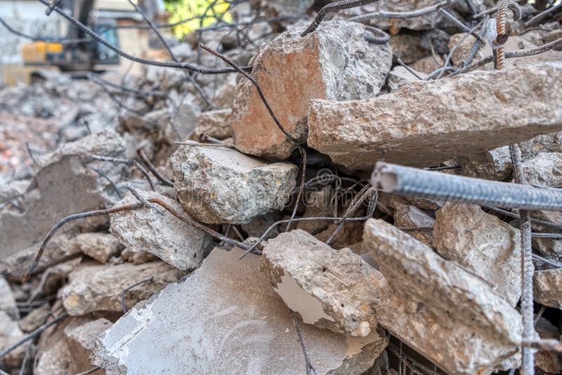 Destroyed and Crushed Concrete. Stock Image - Image of damage, garbage ...