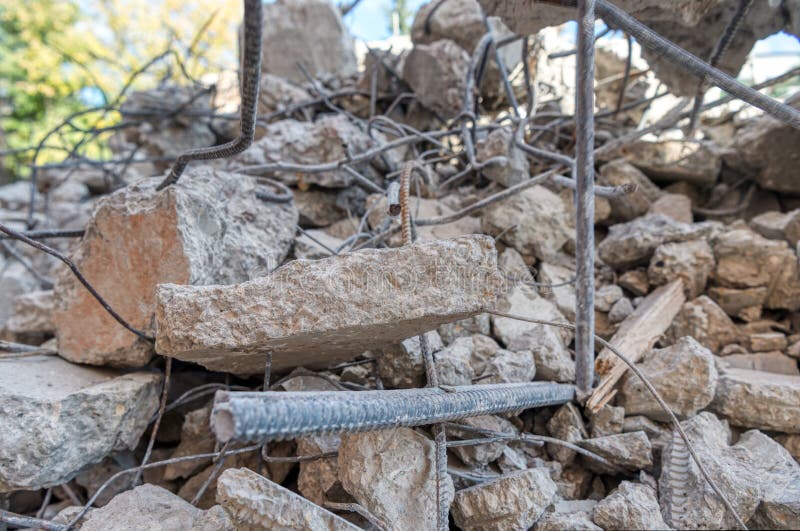 Destroyed and Crushed Concrete. Stock Photo - Image of destruction ...