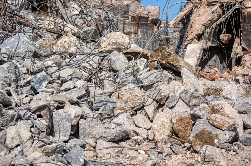 Destroyed and Crushed Concrete. Stock Photo - Image of destroy, metal ...