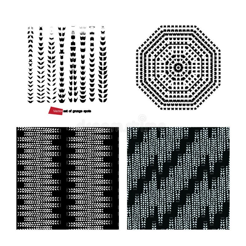 A Set of Grunge Drawings. Destroyed Design Elements. Vector Circular ...