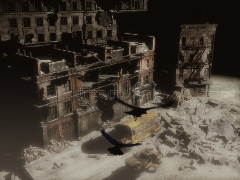 Apocalyptical destruction stock illustration. Illustration of ...