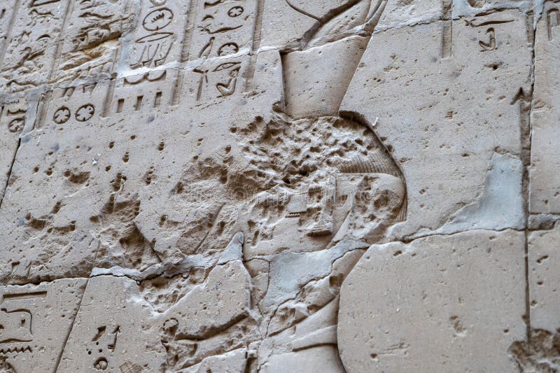 Destroyed Egyptian Hieroglyphic Editorial Stock Photo - Image of ...