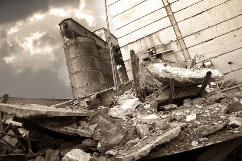The destroyed factory - 2 stock photo. Image of industrial - 951656