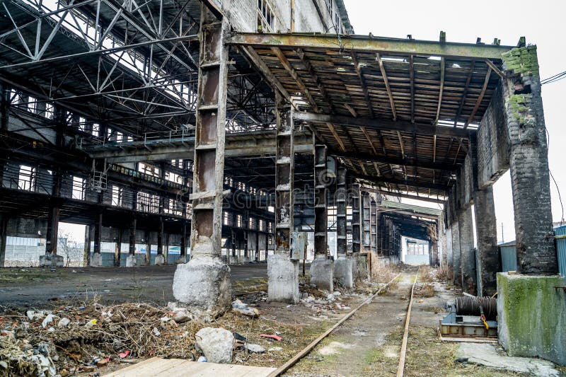 Destroyed Factory. Old Industrial Building for Demolition Stock Photo ...