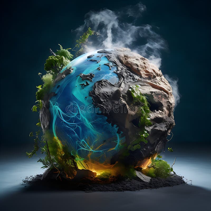 A Destroyed Globe Generated by Artificial Intelligence Stock ...