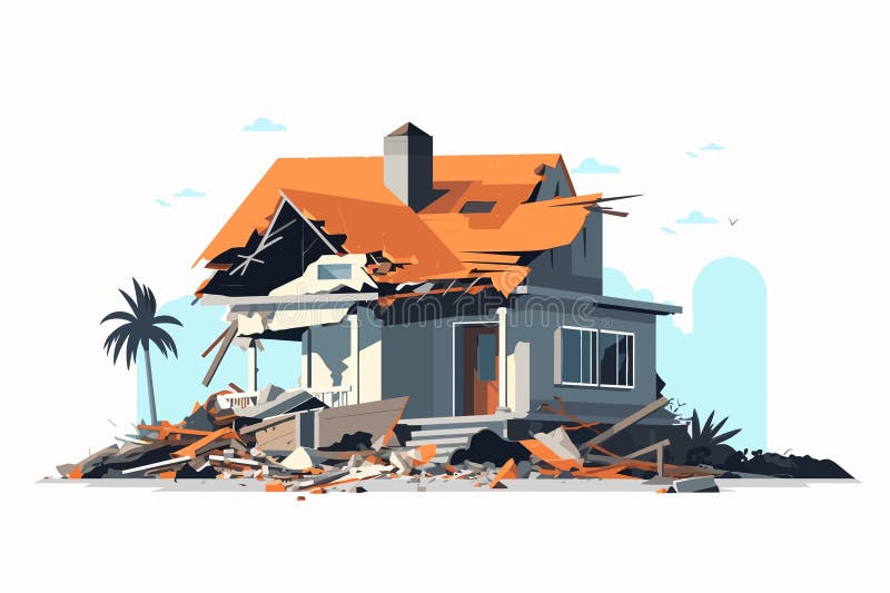 Destroyed Home Demolished Building Vector Flat Isolated Illustration ...