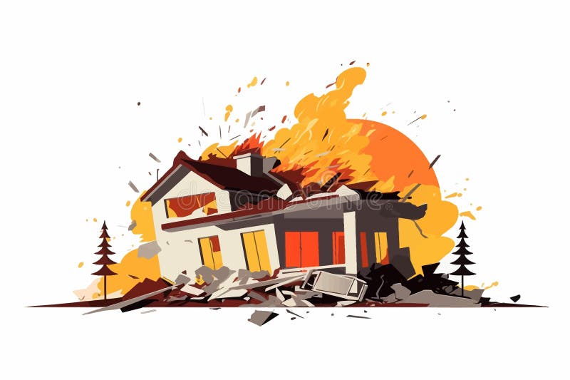 Destroyed Home Demolished Building Vector Flat Isolated Illustration ...