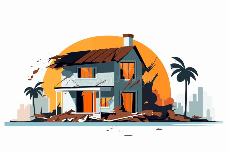 Destroyed Home Demolished Building Vector Flat Isolated Illustration ...