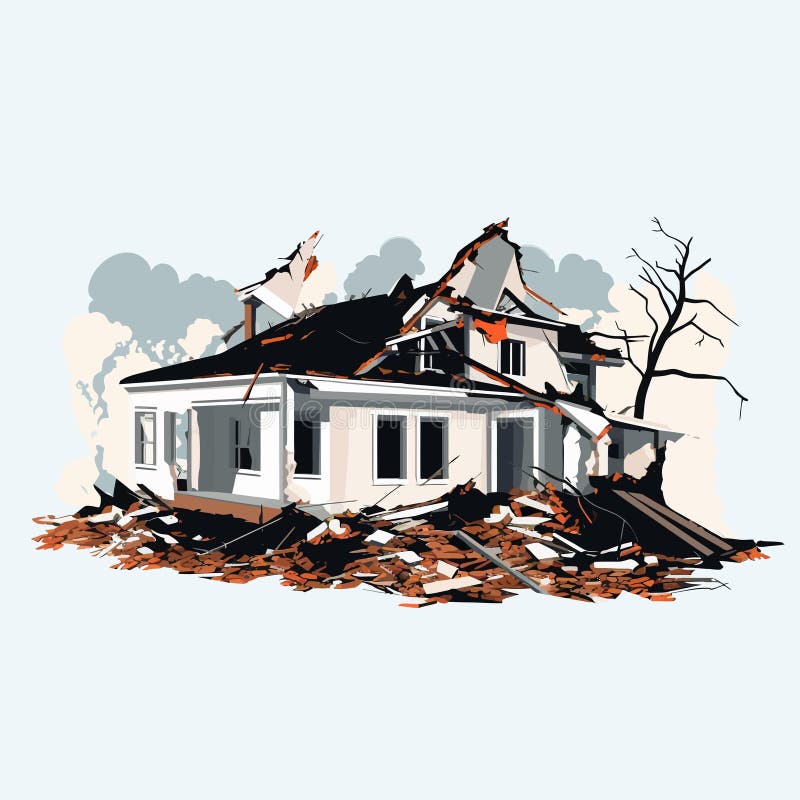 Destroyed Home Demolished Building Vector Flat Isolated Illustration ...