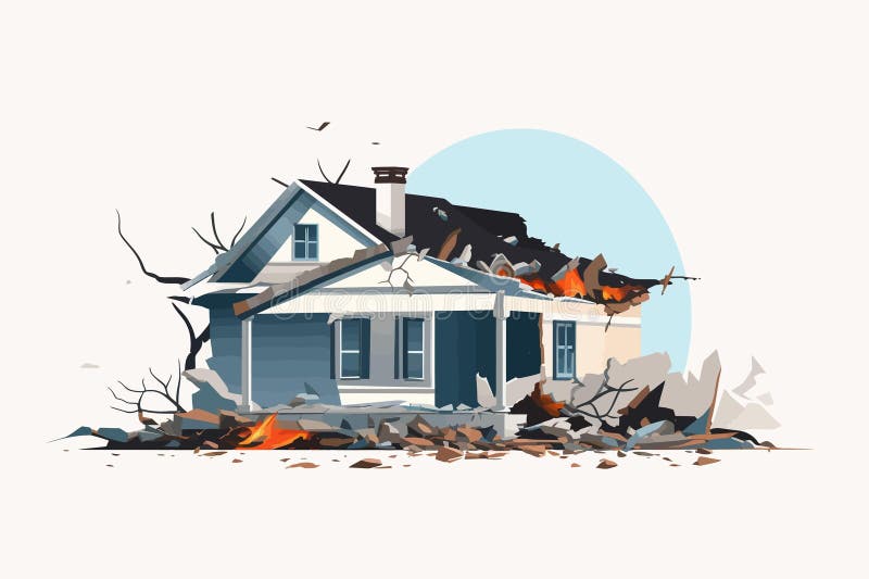 Destroyed Home Demolished Building Vector Flat Isolated Illustration ...