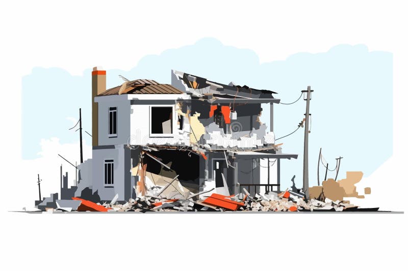 Destroyed Home Demolished Building Vector Flat Isolated Illustration ...
