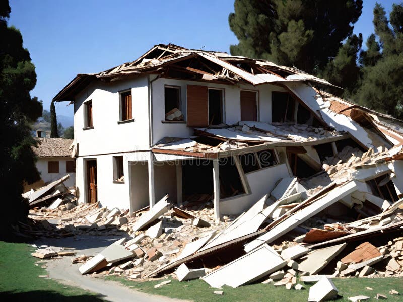 Destroyed House after Demolition Stock Illustration - Illustration of ...