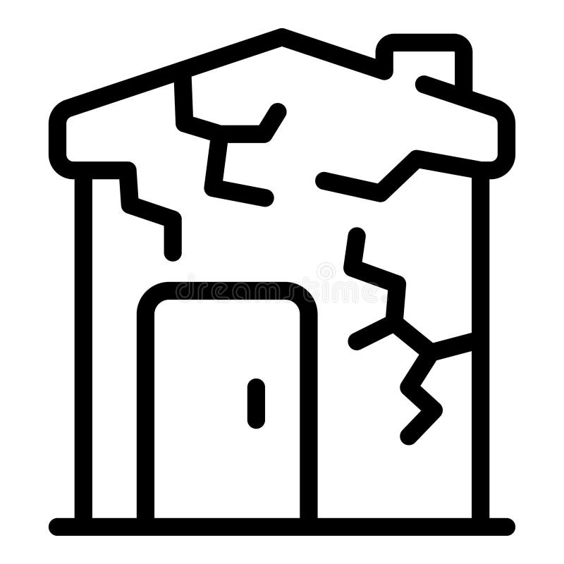 Destroyed House Icon Outline Vector. Poverty House Stock Vector ...