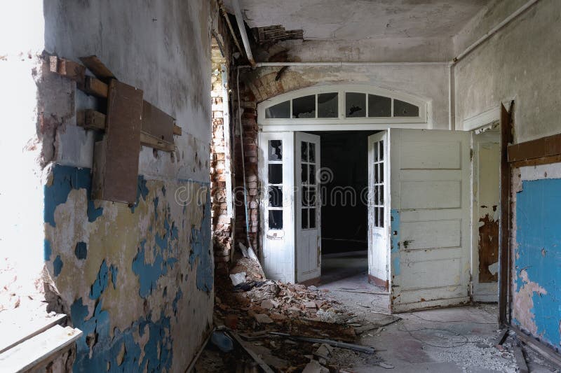 Destroyed House. Inside an Old Abandoned Building Stock Image - Image ...