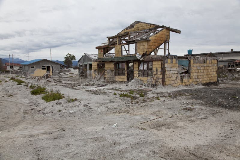 Destroyed House after Volcano Eruption in Chaiten. Stock Photo - Image ...