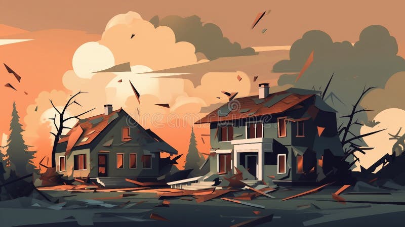 Destroyed Houses after Tornado Catastrophe Illustration AI Generated ...