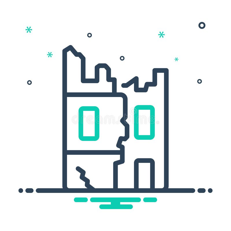 Mix Icon for Destroyed, Building and Debris Stock Vector - Illustration ...