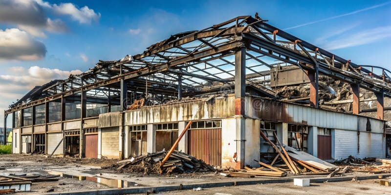 Destroyed Industrial Building Insulated Roof Structures of an ...