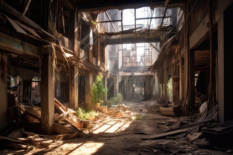 Destroyed Interior of Collapsed Building Stock Illustration ...