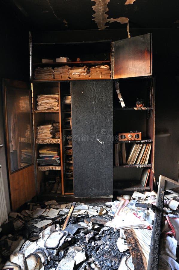 Destroyed Interior of a House after a Fire Stock Photo - Image of ...