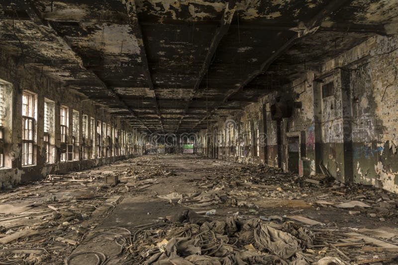 Destroyed a Large Production Shop in the Old Factory Stock Image ...