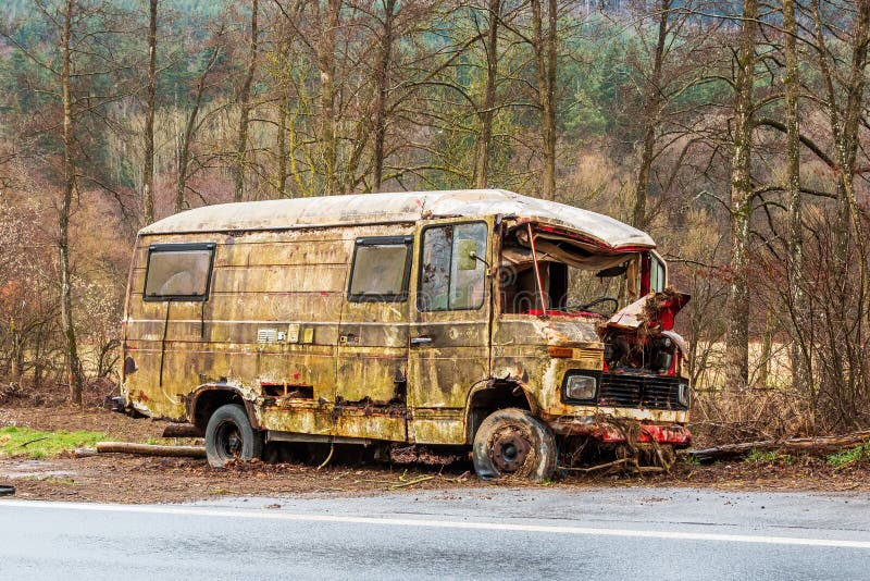 Destroyed Mobile Home, Camper after Flood Disaster Stock Image - Image ...