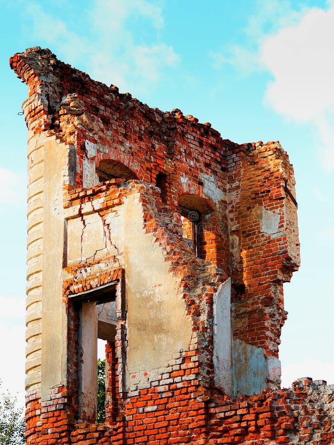 Destroyed Part of Mansion Architecture Background Stock Image - Image ...