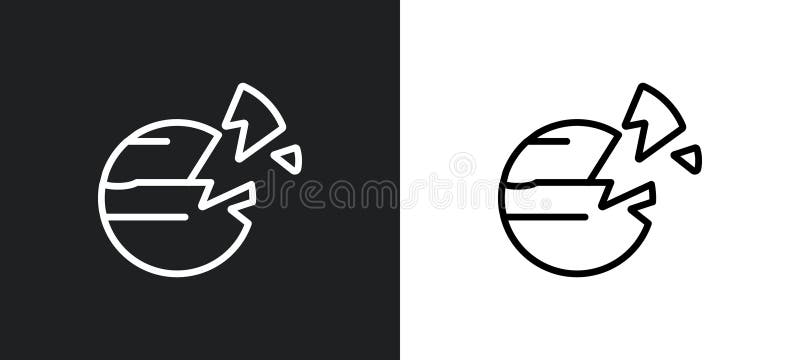 Destroyed Planet Outline Icon in White and Black Colors. Destroyed Planet Flat Vector Icon from ...