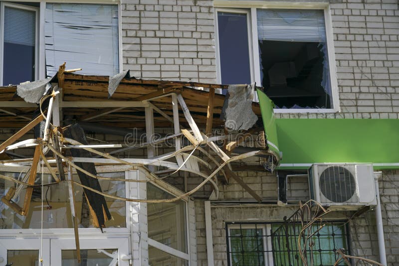 Destroyed Porch in a Building after a Shell Explosion Stock Image ...