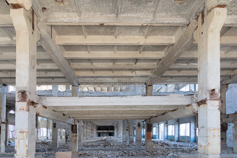 Destroyed Reinforced Concrete Industrial Building Stock Image - Image ...