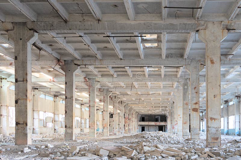Destroyed Reinforced Concrete Industrial Building Stock Image - Image ...