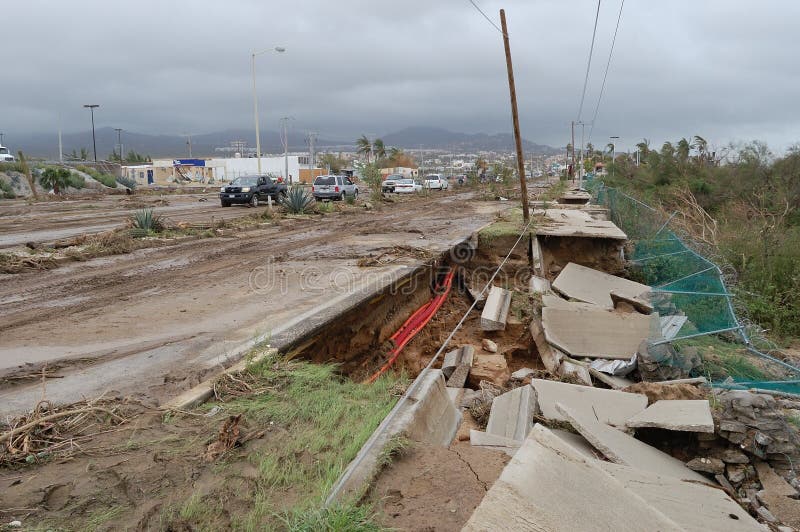 Destroyed Road by Hurricane Odile Stock Image - Image of decimated ...