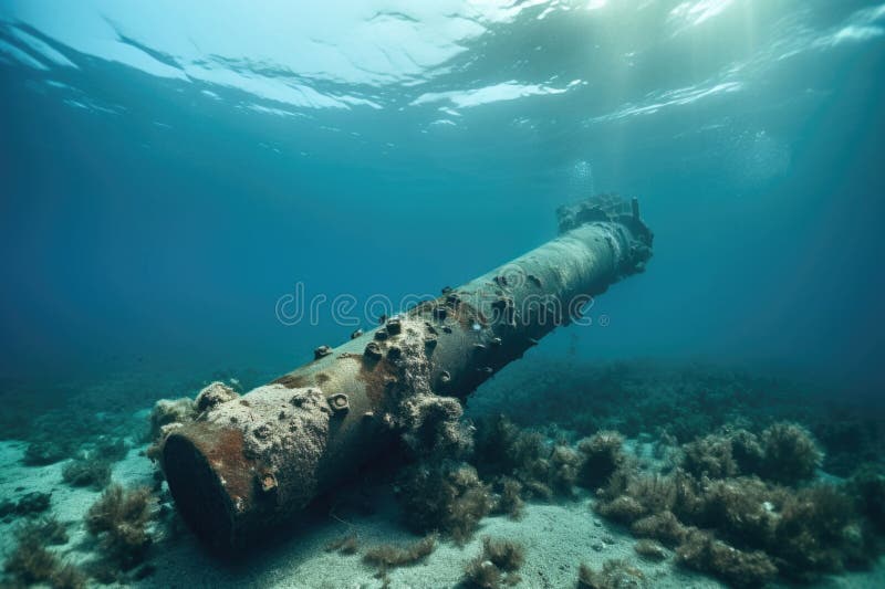 A Destroyed Rusty Gas Pipeline in the Ocean. the Image is a Reminder of ...