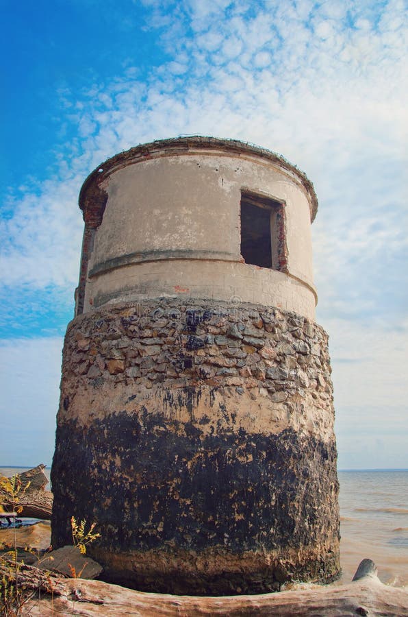 Destroyed sea beacon stock image. Image of lighthouse - 123673339