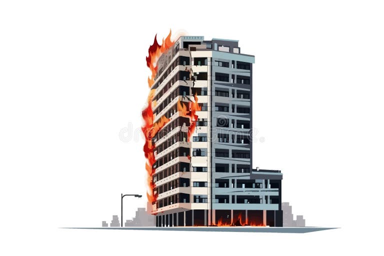 Destroyed Skyscraper Demolished Building Vector Isolated Illustration ...