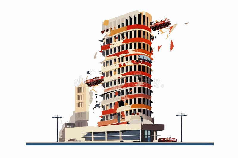 Destroyed Skyscraper Demolished Building Vector Isolated Illustration ...