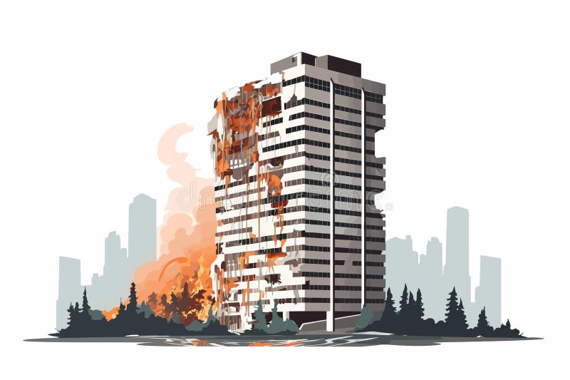 Destroyed Skyscraper Demolished Building Vector Isolated Illustration ...