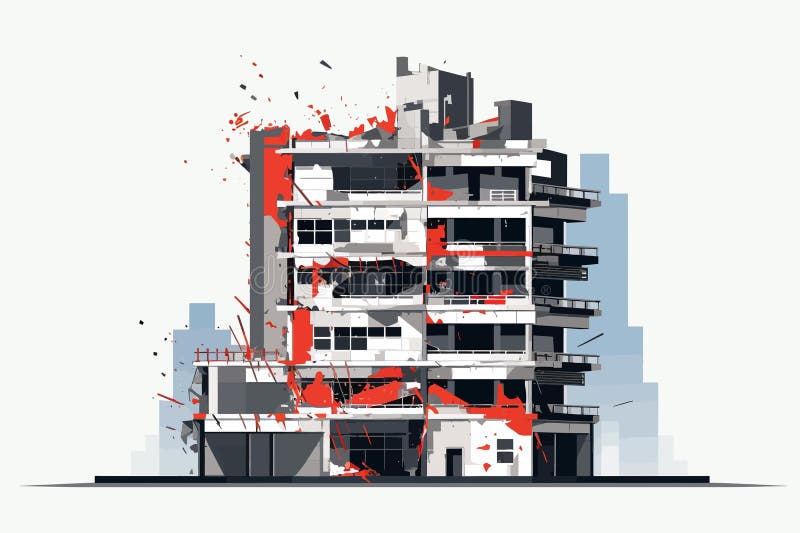 Destroyed Skyscraper Demolished Building Vector Isolated Illustration ...