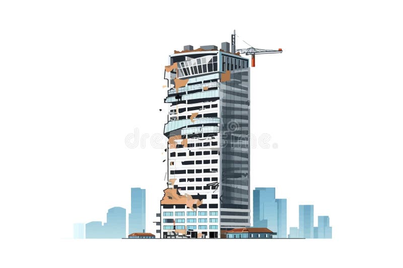 Destroyed Skyscraper Demolished Building Vector Isolated Illustration ...