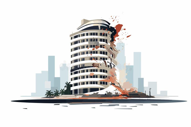 Destroyed Skyscraper Demolished Building Vector Isolated Illustration ...