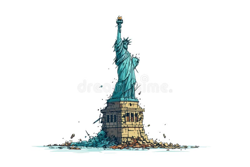 Destroyed Statue of Liberty Isolated Stock Vector - Illustration of ...