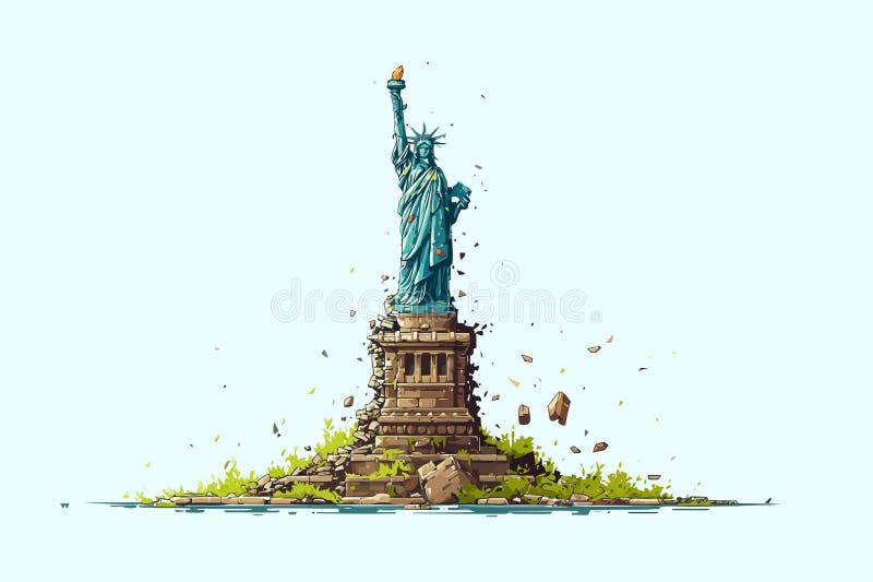 Destroyed Statue of Liberty Isolated Stock Vector - Illustration of ...