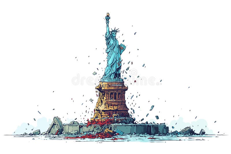 Destroyed Statue of Liberty Isolated Stock Vector - Illustration of ...