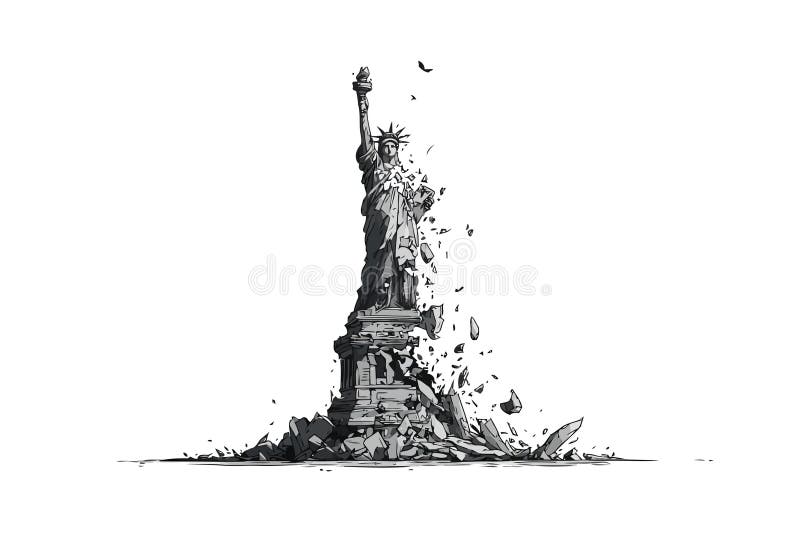 Destroyed Statue of Liberty Isolated Stock Vector - Illustration of ...
