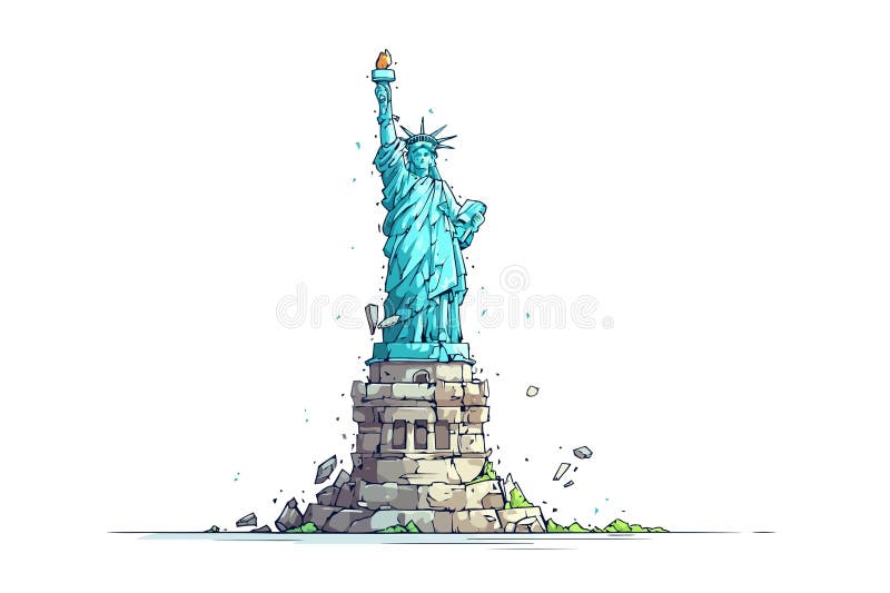 Destroyed Statue of Liberty Isolated Stock Vector - Illustration of ...