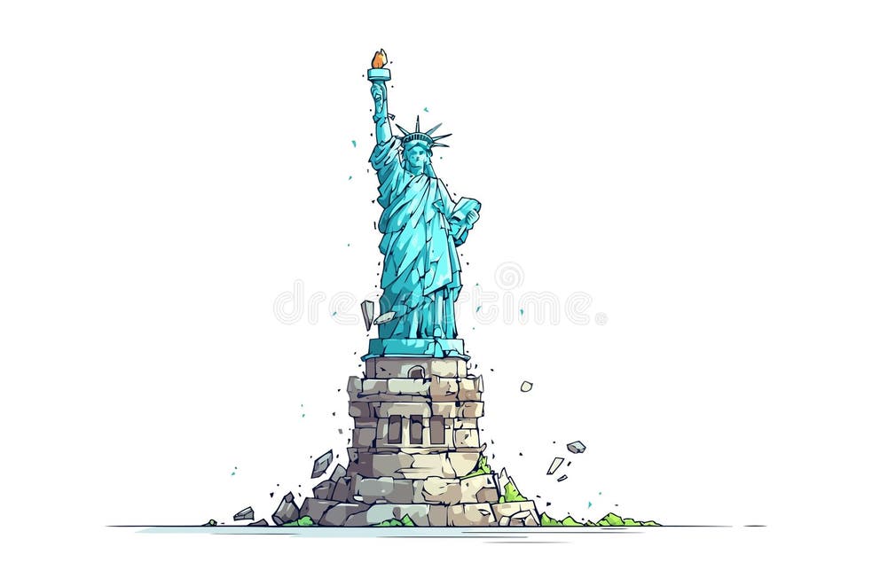 Destroyed Statue of Liberty Isolated Stock Vector - Illustration of ...